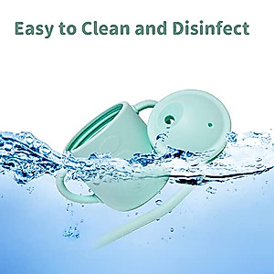 Adocham 100% Silicone Baby Cup With Straw & 2 Handles,Food Grade Toddler Infant Sippy Training Cups Spill Proof,BPA-Free,6 Months+,5oz (Cyan)