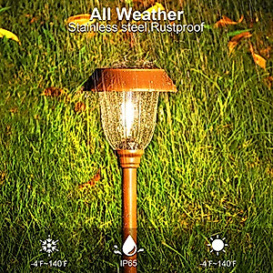 VOLISUN Solar Pathway Lights Outdoor,25 Lumens 6-Pack Solar Outdoor Light,3000K Warm White IP65 Metal and Glass Solar Garden Light Landscape Pathway Light for Walkway Driveway(Adjustable Brightness)