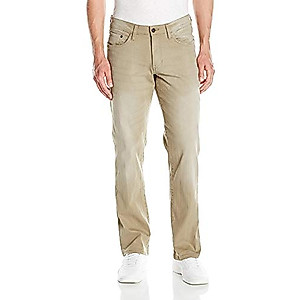 Izod Men's Comfort Stretch Denim Jeans (Regular,Straight, and Relaxed Fit), Khaki, 32Wx32L
