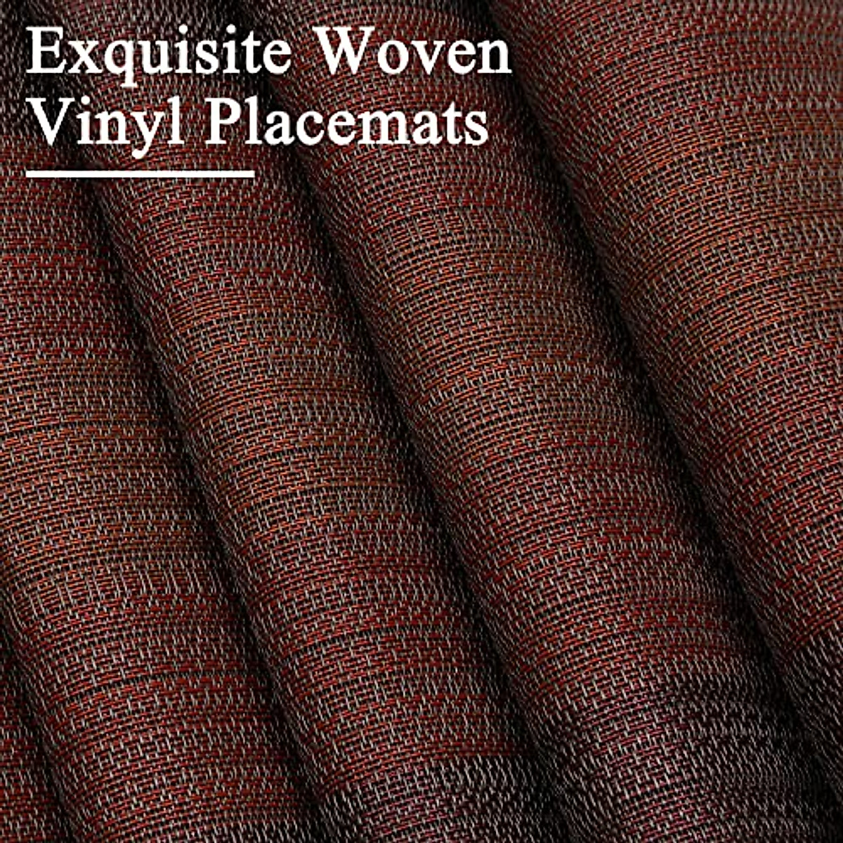 Pauwer Placemats Set of 6 Woven Placemats for Dining Table Indoor Outdoor Table Mats Heat Resistant Washable Vinyl Placemats for Kids, Red