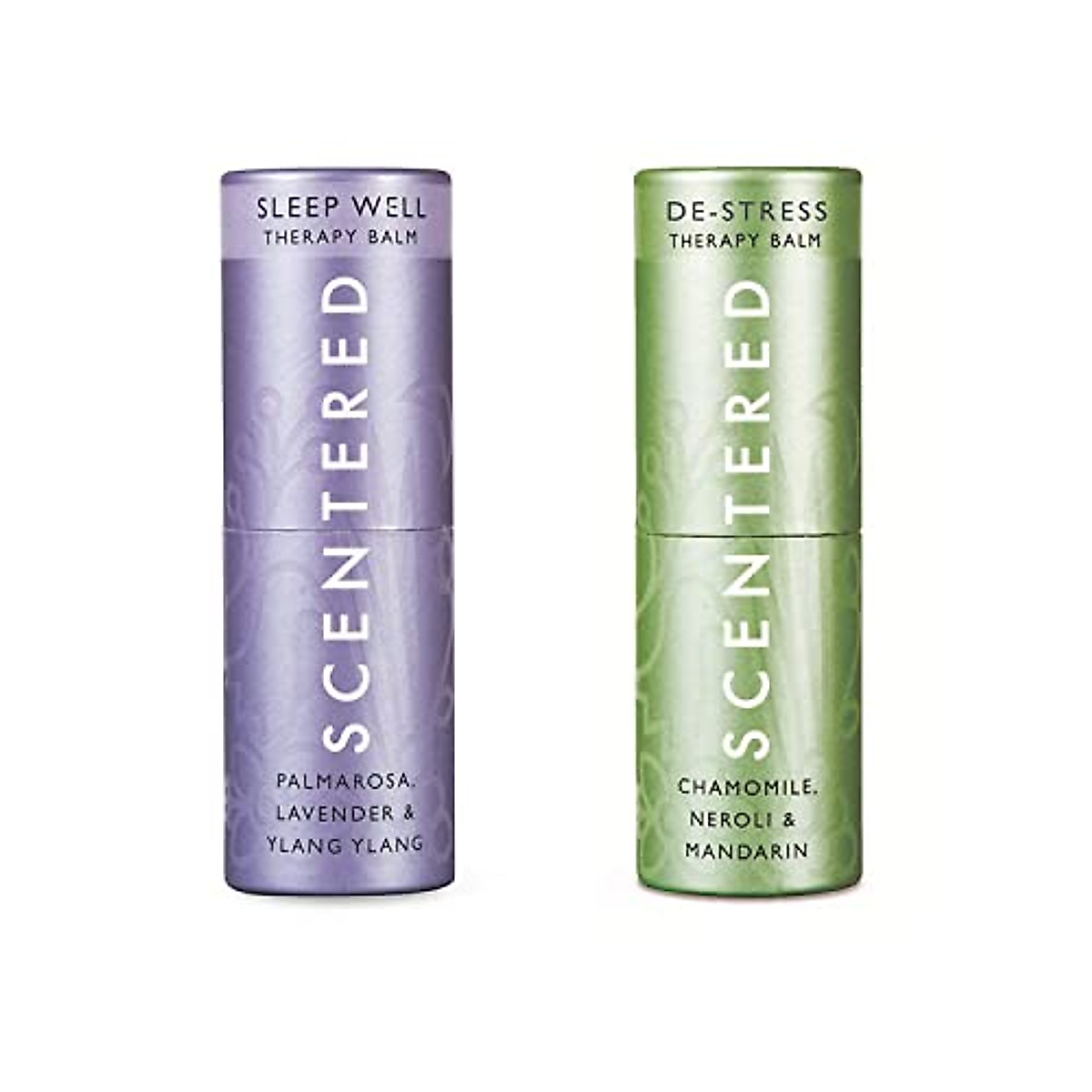 Scentered Aromatherapy Balm Duos Gift Set - Set of 4 Natural Therapy Balm Sticks - Includes Sleep Well, 2X De-Stress & Focus Aromatherapy Balm Bundle