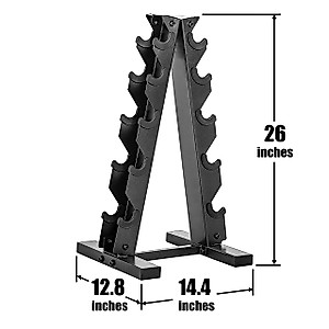 WF Athletic Supply 5-25Lb Rubber Coated Hex Dumbbell Set with A Frame Storage Rack Non-Slip Hex Shape for Muscle Toning, Strength Building & Weight Loss - Multiple Choices Available