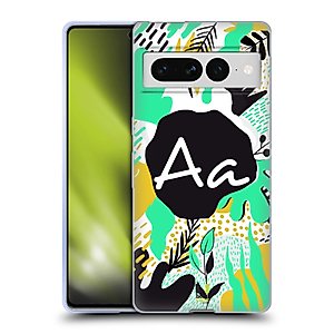 Custom Customized Personalized Trendy Monograms Jungle Soft Gel Case Compatible with Google Pixel 7 Pro