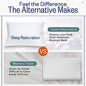 Sleep Restoration Gel Pillow - (2 Pack Queen) Best Hotel Quality Comfortable and Plush Cooling Gel Fiber Filled Pillow