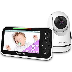 Firskids 5" Video Baby Monitor with Night Vision,2-Way Talk, VOX, Temperature Sense,3500mAh Battery Baby Monitor with Camera and Audio,Easy-to-Use,No WiFi Needed,1000ft Long Range