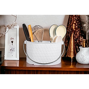 CLEENTABLE utensil caddy for parties, utensil caddy for countertop, kitchen utensil caddy, plate and utensil caddy - picnic utensil caddy, kitchen utensil caddy for countertop - 10 Inches (Grey)