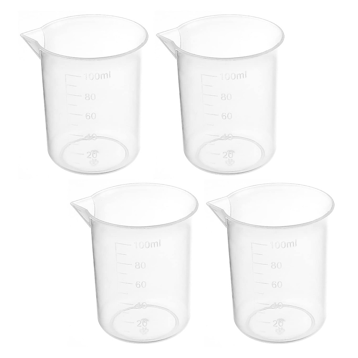 Othmro Measuring Cups 100ml/3.38oz PP Plastic Graduated Beaker Transparent for Lab Kitchen Liquids 4pcs