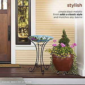 Alpine Corporation KPP160 Birdbath Metal Stand, 25 Inch Tall, 18"L x 18"W x 23"H, Black