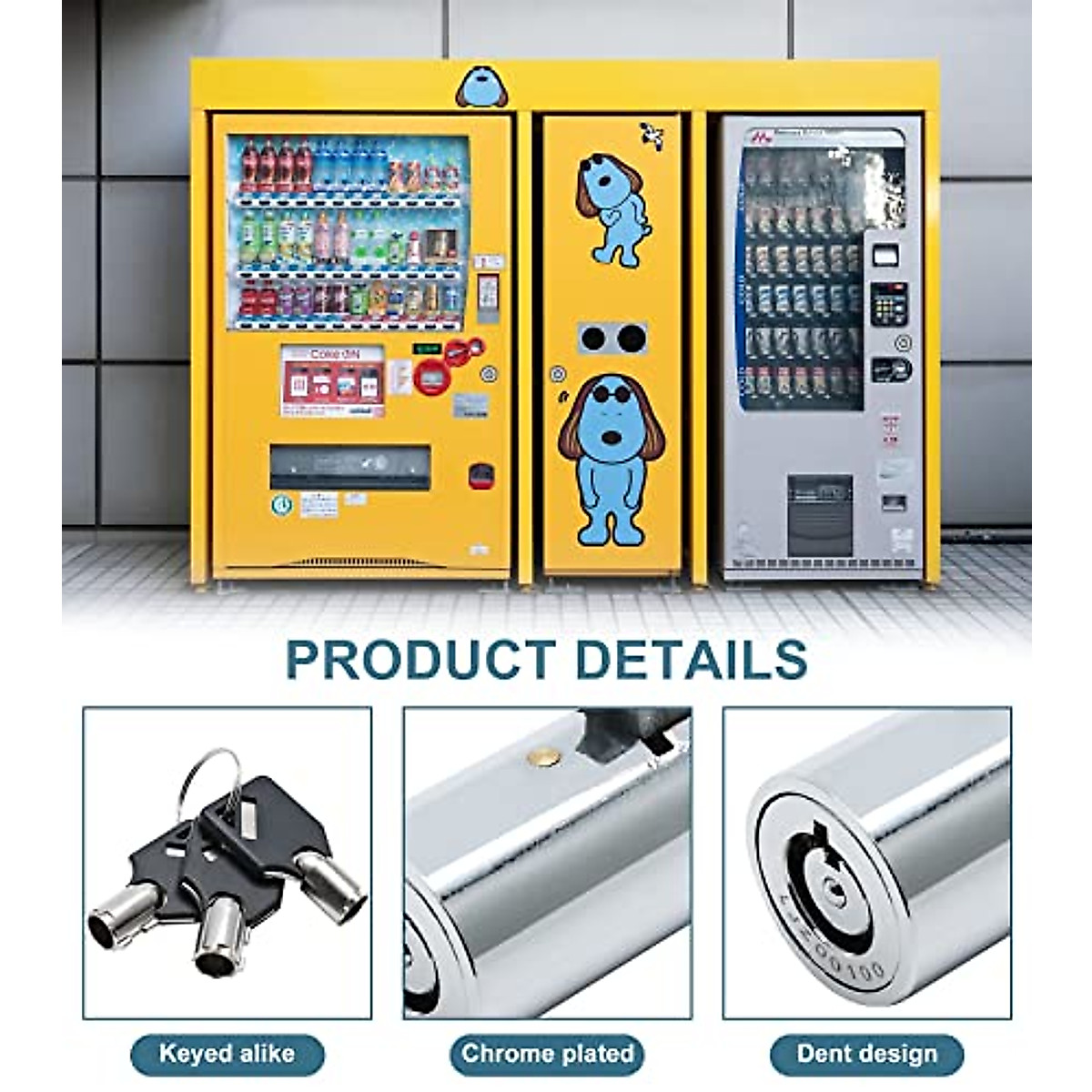 Kemcatui 5PCS Vending Machine Lock, Soda Machine Locks with Keyed Alike, Candy Vending Machine Lock Snack Machine Lock Tubular Keyway