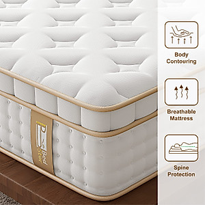 BedStory Queen Mattress, 12 Inch Hybrid Mattress with Gel Memory Foam Pocket Spring Motion Isolation Pressure Relief Medium Feel Queen Size Mattress CertiPUR-US