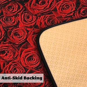 KOBLEN Red Rose Kitchen Rugs Non Slip Washable Absorbent Kitchen Mats 20x39 inch Cushioned Anti Fatigue Kitchen Floor Mats for in Front of Sink