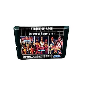 Aditi Street of Rage 3 in 1 (Street of Rage 1 2 3) - 16 bit MD Games Cartridge For MegaDrive Genesis Console (Japan Shell)