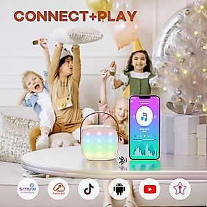 YLL Kids Karaoke Machine, Portable Bluetooth Speaker with Wireless Microphone for Adults, Karaoke Toys Gifts for Girls Ages 4, 5, 6, 7, 8, 9, 10, 12 +Year Old Birthday Party (Beige)