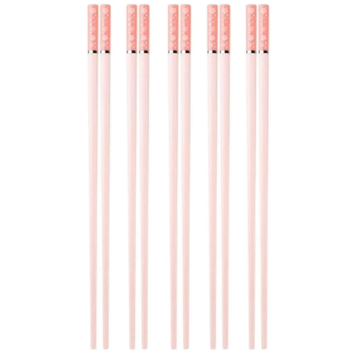 Grebest 5 Pairs Household Chopsticks Heat Resistant Sturdy Unique Pink Cherry Blossom Chopsticks Pink
