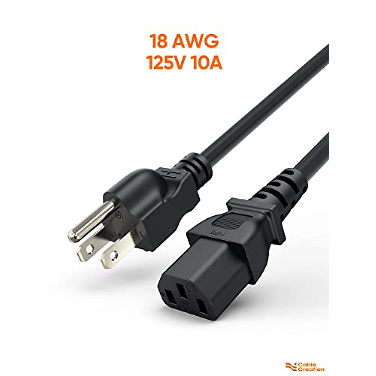 CableCreation [2-Pack 1 Feet 18 AWG Universal Power Cord for NEMA 5-15P to IEC320C13 Cable, 0.3M / Black