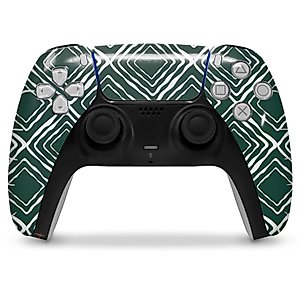 WraptorSkinz Skin Wrap compatible with Sony PS5 DualSense Controller Wavey Hunter Green (CONTROLLER NOT INCLUDED)