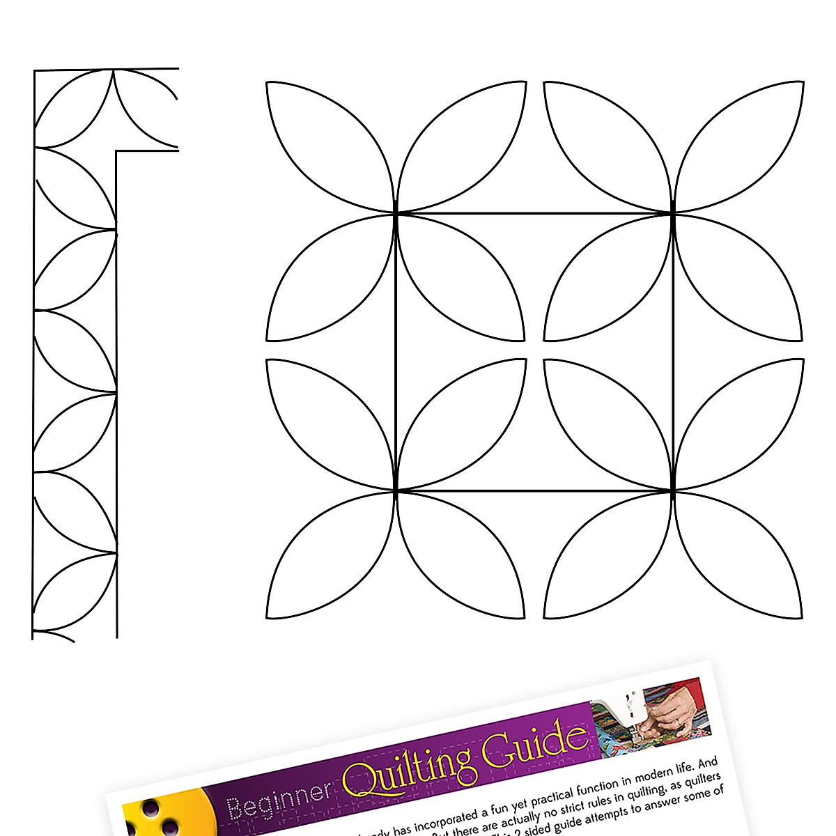 Quilting Stencils for Machine and Hand Quilting - 2 Reusable Framed Seed and Pumpkinseed Design Plastic Quilt Template for Borders, Background, Block Patterns, Stencil Set Includes Guide