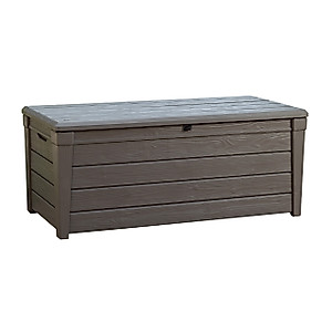 Keter Brightwood 120 Gallon Outdoor Garden Patio Storage Furniture Deck Box