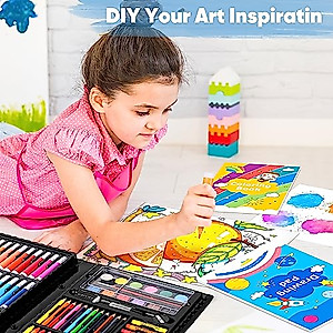 iBayam Art Supplies, 149-Pack Drawing Kit Painting Art Set Art Kits Gifts Box, Arts and Crafts for Kids Girls Boys, with Coloring Book, Crayons, Pastels, Pencils, Watercolor Pens & Cakes