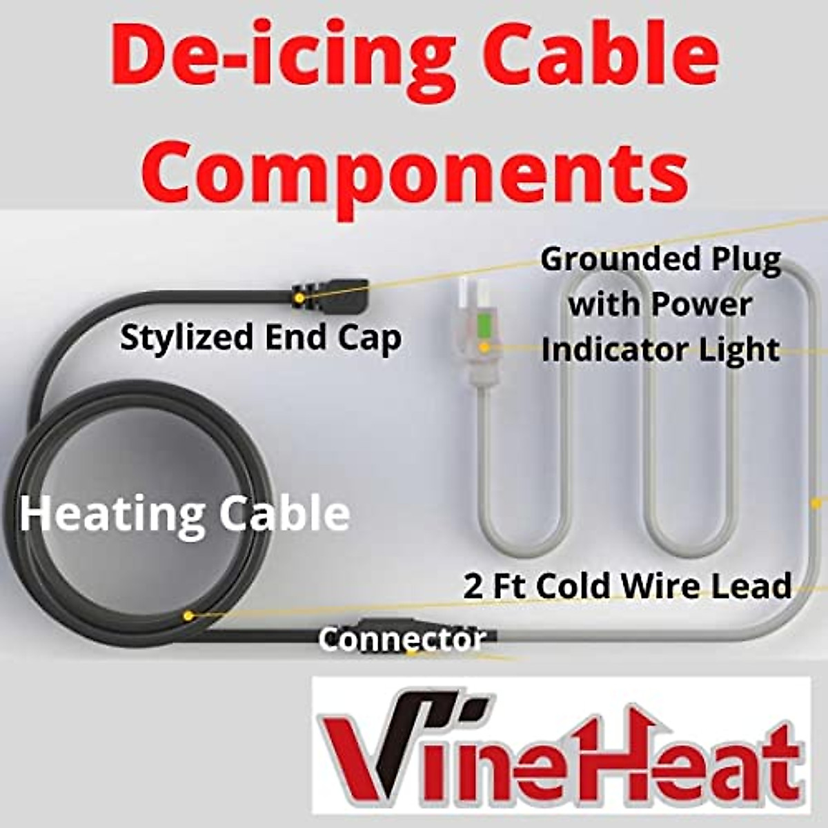 VineHeat 60 Ft De-Icing Cable for Roofs, Gutters and Downspouts: 120 V
