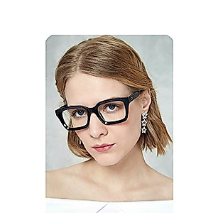 Bouryo Vintage Clear Lens Glasses for Women, Non-prescription Classic Square Eyewear Thick Frame Eyeglasses