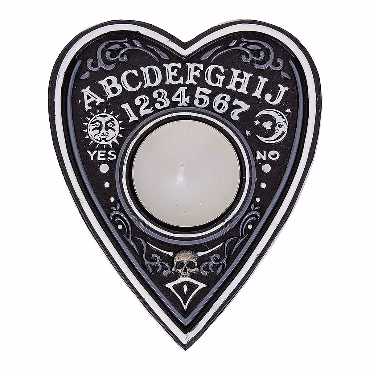 Nemesis Now Black and White Spirit Board Tea Light Holder, Polyresin, 9.5cm