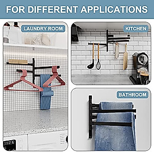 LBSYSLB Swivel Towel Rack,Wall Mounted Black Towel Bar with 4-Arm Towel Hanger,Rustproof Towel Racks for Bathroom 180° Rotation,13 Inch Bathroom Towel Holder