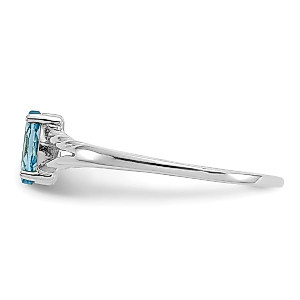 IceCarats 10K White Gold Blue Topaz Ring Gemstone Band December Birthstone Jewelry Size 6
