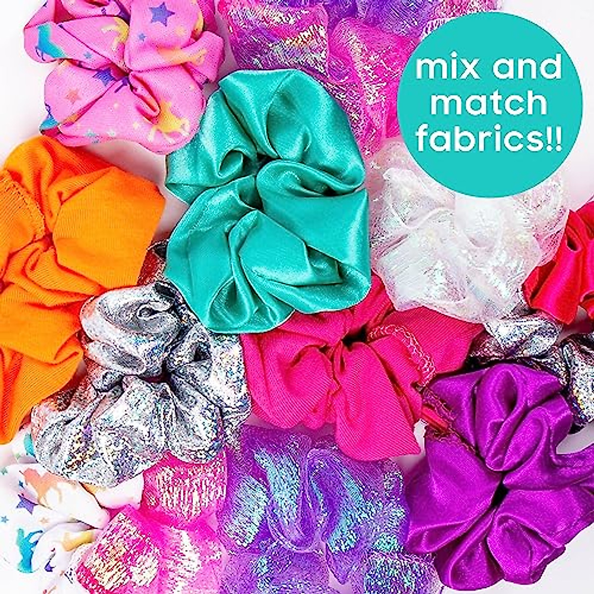 Just My Style D.I.Y. Scrunchie Maker by Horizon Group USA, Design Your Own Colorful Satin Scrunchies Hair Bands, Easy-to-Use Tool & Gemstones Included
