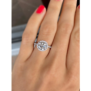 JustGift 925 Sterling Silver Cubic Zirconia Engagement Ring Promise Ring For Birthday Thanksgiving Anniversary Christmas Gift Sparkling ideal gift Women Size 3-12 (Halo Ring 1 ct, Size 6)