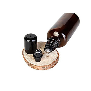 ericotry 4Pcs Brown Glass Roll-on Bottles Empty Refillable Glass Roller Bottles with Stainless Steel Roller Balls and Black Cap for Essential Oil Perfumes Lip Balms Attar Container size 30ml/1oz