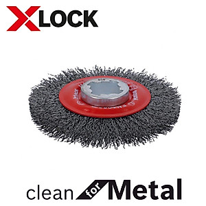Bosch X-LOCK 2608620732 Wire Brush, 4.5 inches (115 mm) Diameter, Beveled Shape, Iron 0.01 inch (0.3 mm) Straight, 1 Piece
