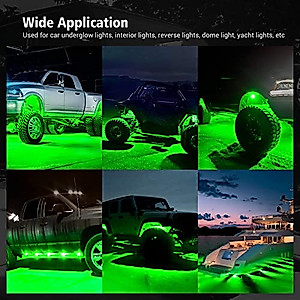 MICTUNING C2 Curved Green LED Rock Lights - 4 Pods Underglow Lights Compatible for Car Truck Offroad ATV UTV Boat