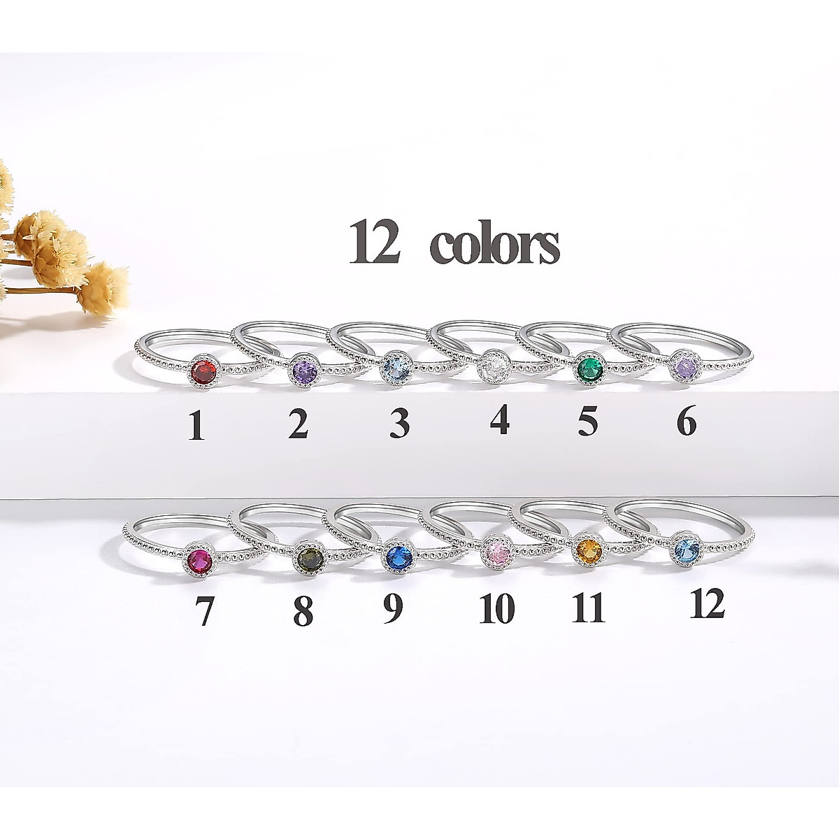 March Birthstone Stacking Rings for Women S925 Sterling Silver, Blue Stackable Ring Knuckle Ring Promise Band Size 8 for Friends, Christmas Anniversary Birthday Gifts Jewelry