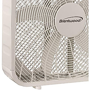 Brentwood Kool Zone Box Fan, 3-Speed 20-inch, White