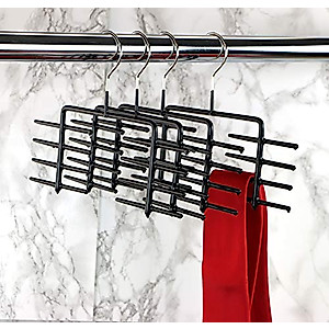 Mawa by Reston Lloyd Non-Slip Space Saving Butler Tie Hanger, Style KR, Set of 2, Black