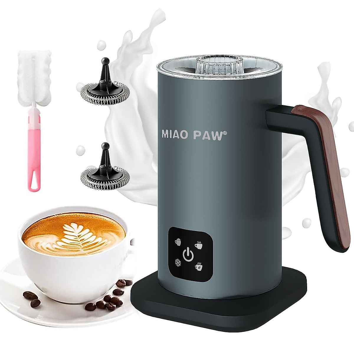 Electric Milk Frother,4-in-1 Milk Steamer 11.8oz/350ml,Stainless Steel Automatic Warm and Cold Milk Foamer Frother Maker for Coffee,Latte,Cappuccinos,Hot Chocolate