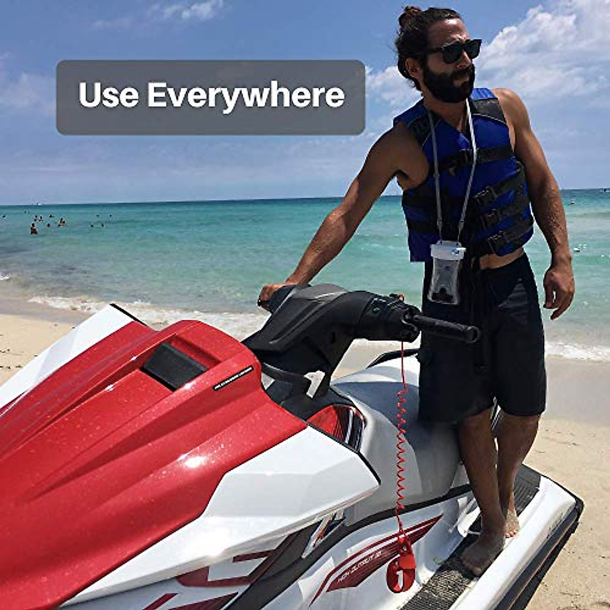 AquaVault 100% Waterproof Floating Smart Phone Case & Money Pouch - Fits All Phones - Made from Premium Heavy Duty PVC for Added Drop Protection - Includes Adjustable Neck Strap Black