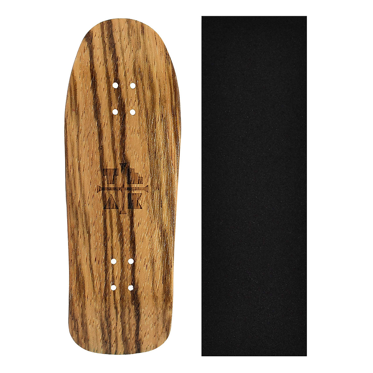 Wooden Fingerboard Carlsbad Cruiser Deck, Zebrawood - 34mm x 100mm - Handmade, Pro Shape & Size - Five Plies Wood Veneer - Includes Prolific Foam Tape - Teak Tuning