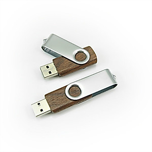 5 Pack Metal Rotation Walnut Wood 2.0/3.0 USB Flash Drive USB Disk Memory Stick with Wooden (3.0/16GB)