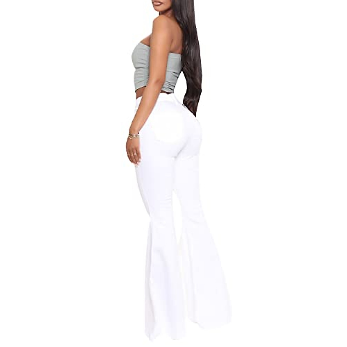 YouSexy Women's Flare Bell Bottom Jeans Destroyed Flare Denim Pants 70s Outfits for Women