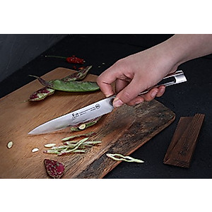 Cangshan TN1 Series 1021677 Swedish 14C28N Steel Forged 5-Inch Serrated Utility Knife and Wood Sheath Set