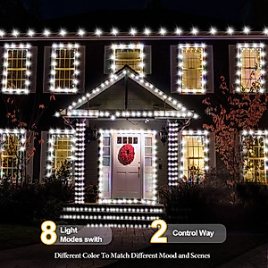 Solar String Lights Outdoor Waterproof, 500 LED 164FT Solar Fairy Lights Christmas Decoration Lights 8 Modes Timer Patio Lights for Xmas Tree Garden Yard Wedding Holiday Party Camping(Cool White)