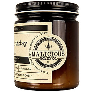 Malicious Women Candle Co - Happy Birthday, Vanilla Cupcake Infused with Alcohol, Low Standards, and Poor Decisions, All-Natural Soy Candle, 9 oz