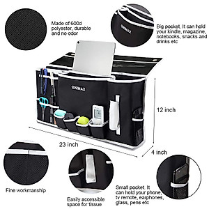 GINIMAX Bedside Caddy - Dorm Room Essentials | Large Size 23"x12" | Under Couch Mattress | Bedside Storage Organizer for TV Remote Control, Mobile Phones, Magazines, Laptops, Glasses
