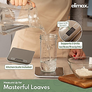 Complete Sourdough Starter Kit, Sourdough Bread Baking Supplies with Kitchen Scale, 9" Round & 10" Oval Banneton Proofing Baskets, Glass Starter Jar, Bread Lame, Danish Whisk & More.