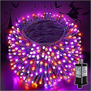 Ollny Halloween Lights Outdoor Indoor Decorations, 78FT 240LED Orange and Purple String Lights Waterproof, 8 Modes Plug in Timer Halloween LED Fairy Lights for Party Yard Tree Room Holiday Decor