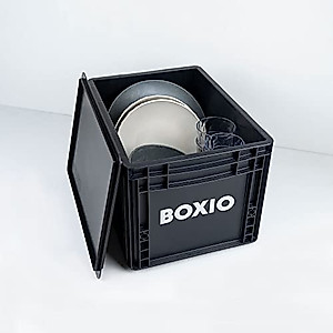 BOXIO Solo: Storage box with lid – 14,7" x 11,8" x 11,0" – perfect plastic transport box for camping, boat or garden – stackable with other stacking boxes – Made in Germany