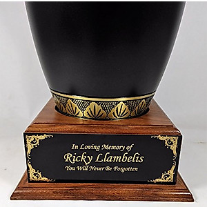 Cremation Urn Pedestal, Wooden Urn Base with Personalized Name Plate