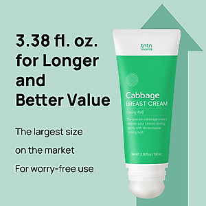 tntnmom's Cabbage Breast Cream 3.38 Oz with Special Cooling Ball applicator | For Engorgement, Mastitis, Stop Lactation | Trusted by Korea Mother, Breastfeeding Essencial